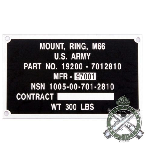 M66-DATAPLATE - Browning Machine Gun Parts