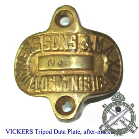 VICKERS-DATA-PLATE - Browning Machine Gun Parts